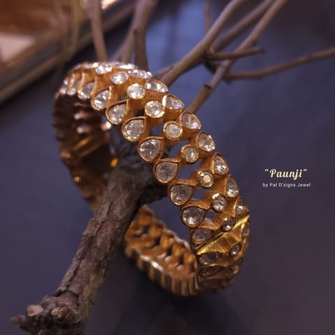 Paunji moissanite polki bangle