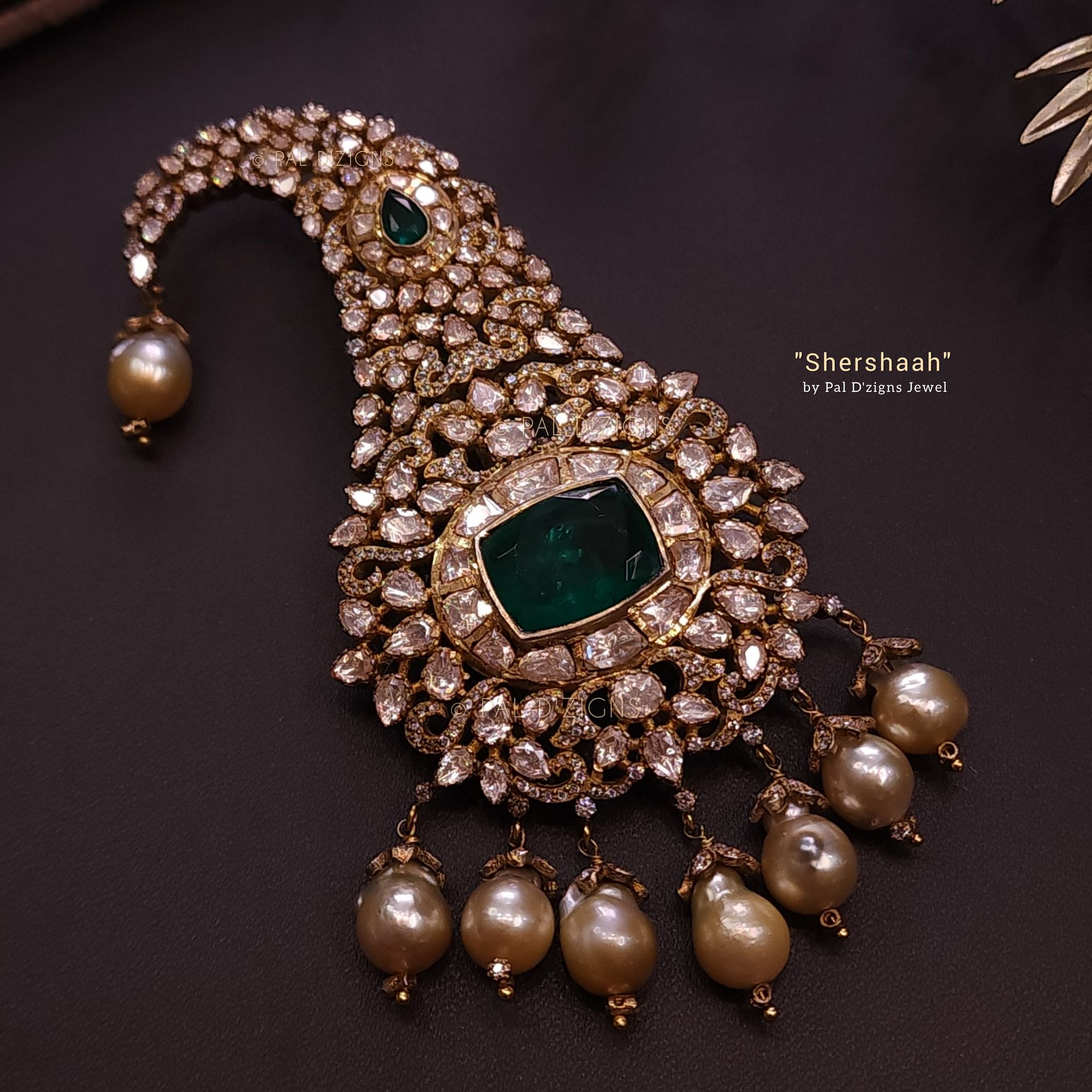 Shershaah moissanite polki kalgi