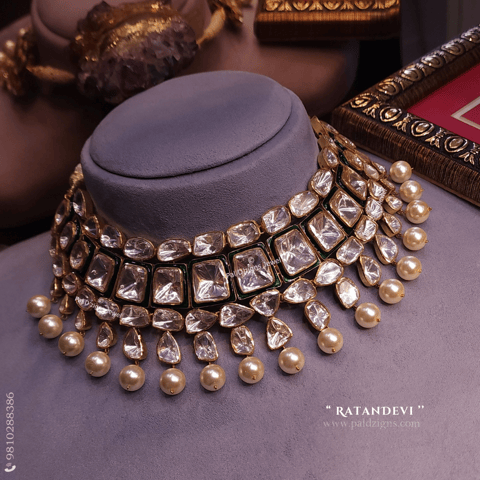 Ratan devi moissanite polki necklace
