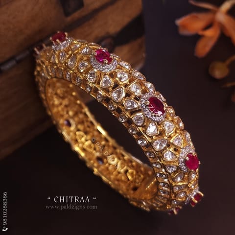 Chitraa 2-10" size moissanite polki bangles (single)